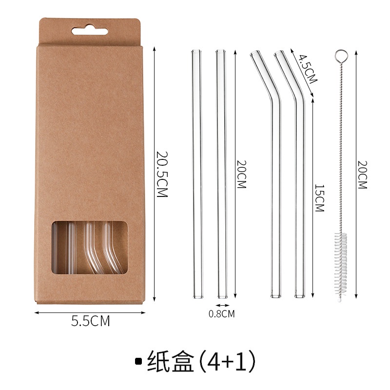 Minimalistic Reusable Ecofriendly Ins Transparent Glass Straw Set ...