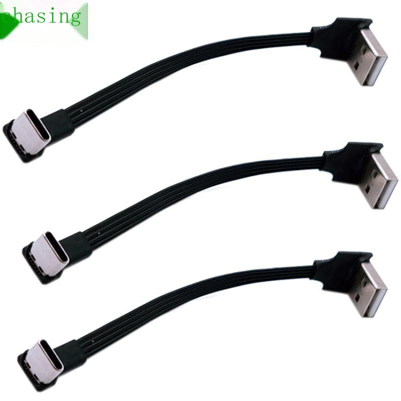 Flat USB elbow to Type-c male charging data cable version 2.0 connector ...