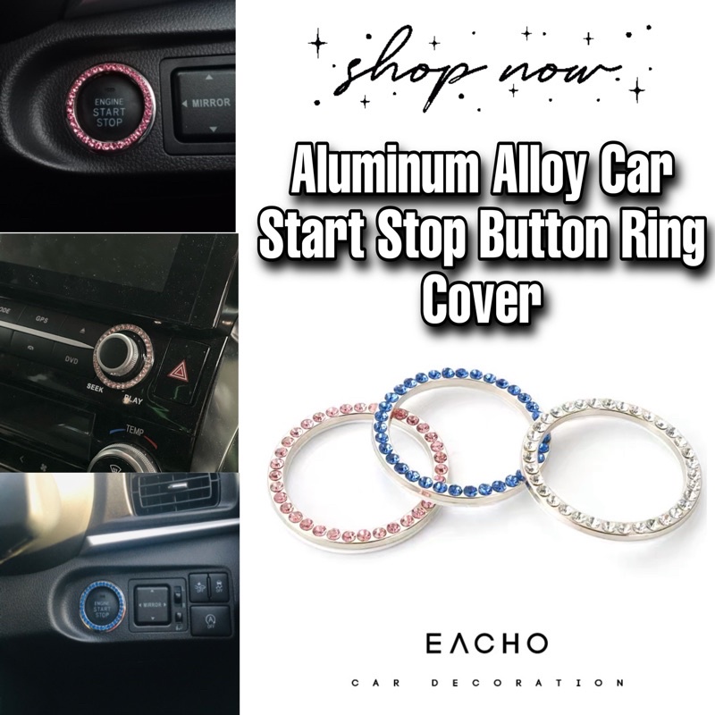 Aluminium Alloy Car Start Stop Button/Push Start Key Decoration Ring ...
