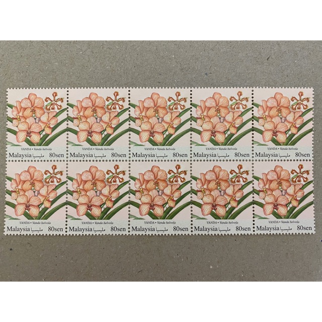 {JK} Postage Stamp - Malaysia Orchid Flowers Stamps 80sen x 10pcs ...