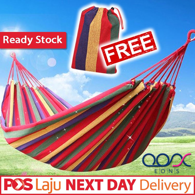 UP TO 450LBS Fabric Canvas Hammock Swing Free Storage Bag + Rope ...