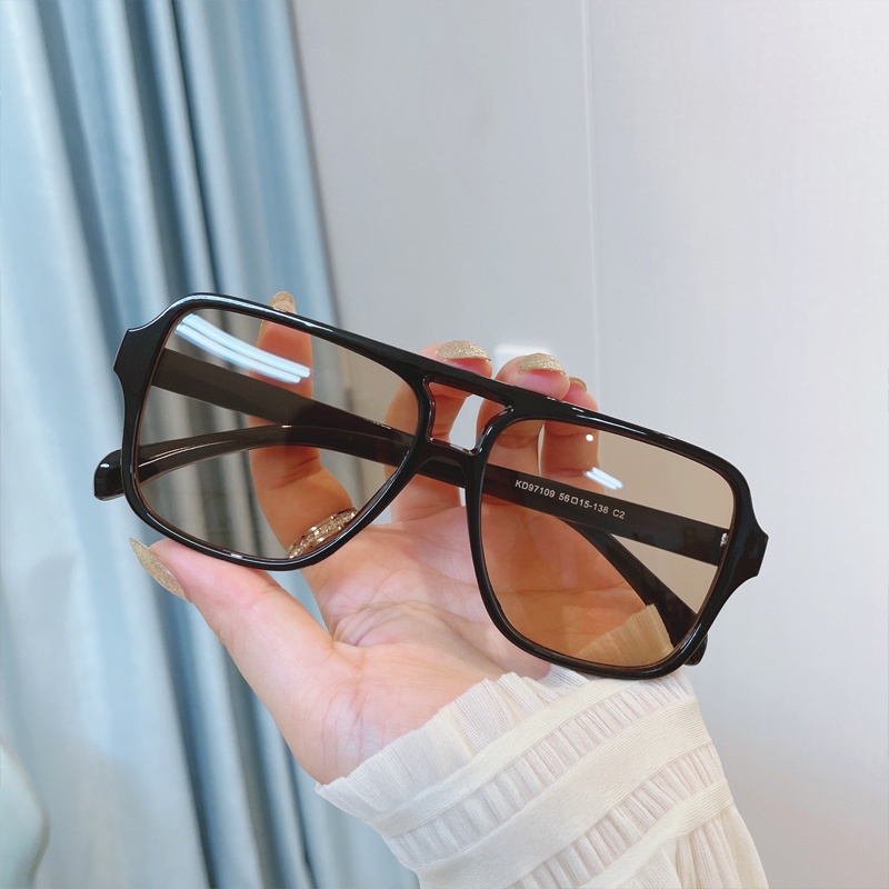 Double Bridges Oversize Square Sunglasses Women Retro Gradient Eyewear ...