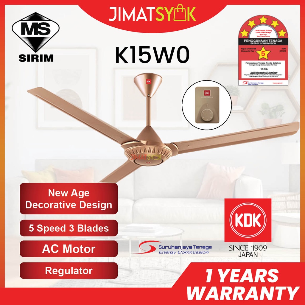 KDK Regulator Ceiling Fan KDK K15WO 60inch 3 Blades 5 Speed New Design ...