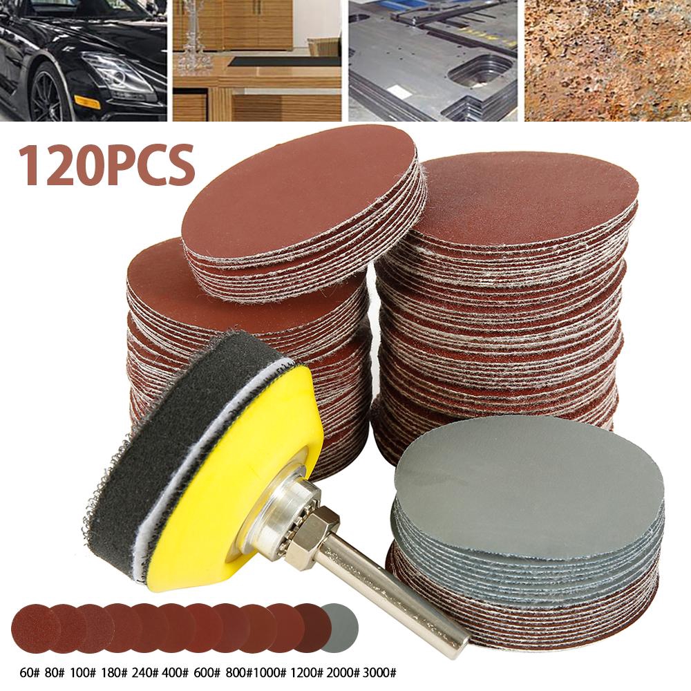 120pcs 2 Inch Sander Disc Sanding Dis 60-3000 Grit Paper With Abrasive ...
