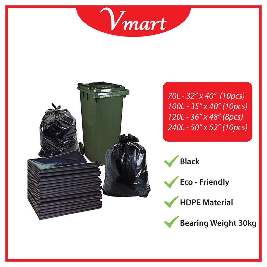XXL Large Black Garbage Bag / Big Dustbin Plastic Bag / Plastik Beg ...