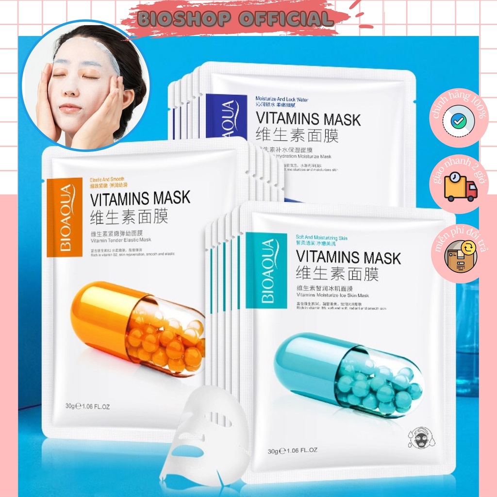 Bioaqua Vitamins Mask, Chinese domestic paper Mask that moisturizes and tightens pores | Shopee ...