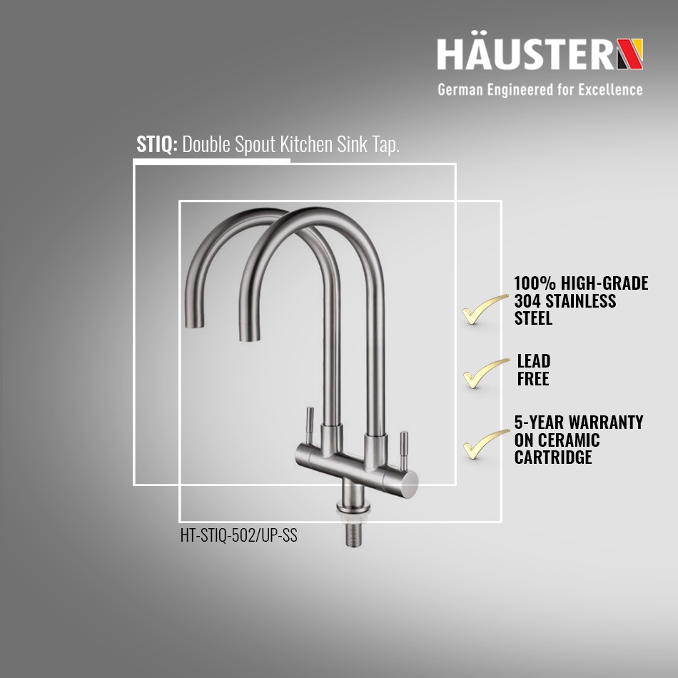 Haustern Single Level Kitchen Faucet With U Spout HT-STIQ-502/UP-SS ...