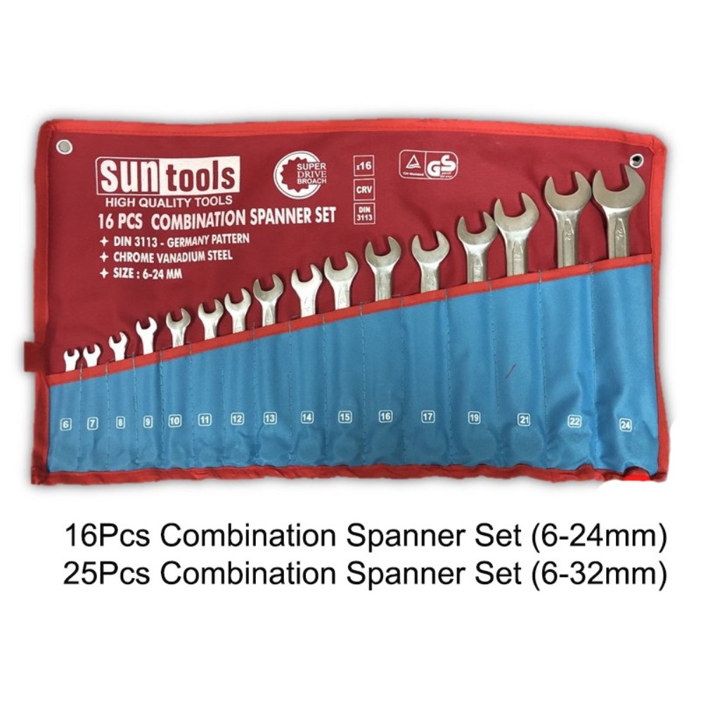 [ READY STOCK 1 SET ] SUNTOOLS COMBINATION SPANNER SET 16PCS / 25PCS / 6-24MM / 6-32MM *Ready ...