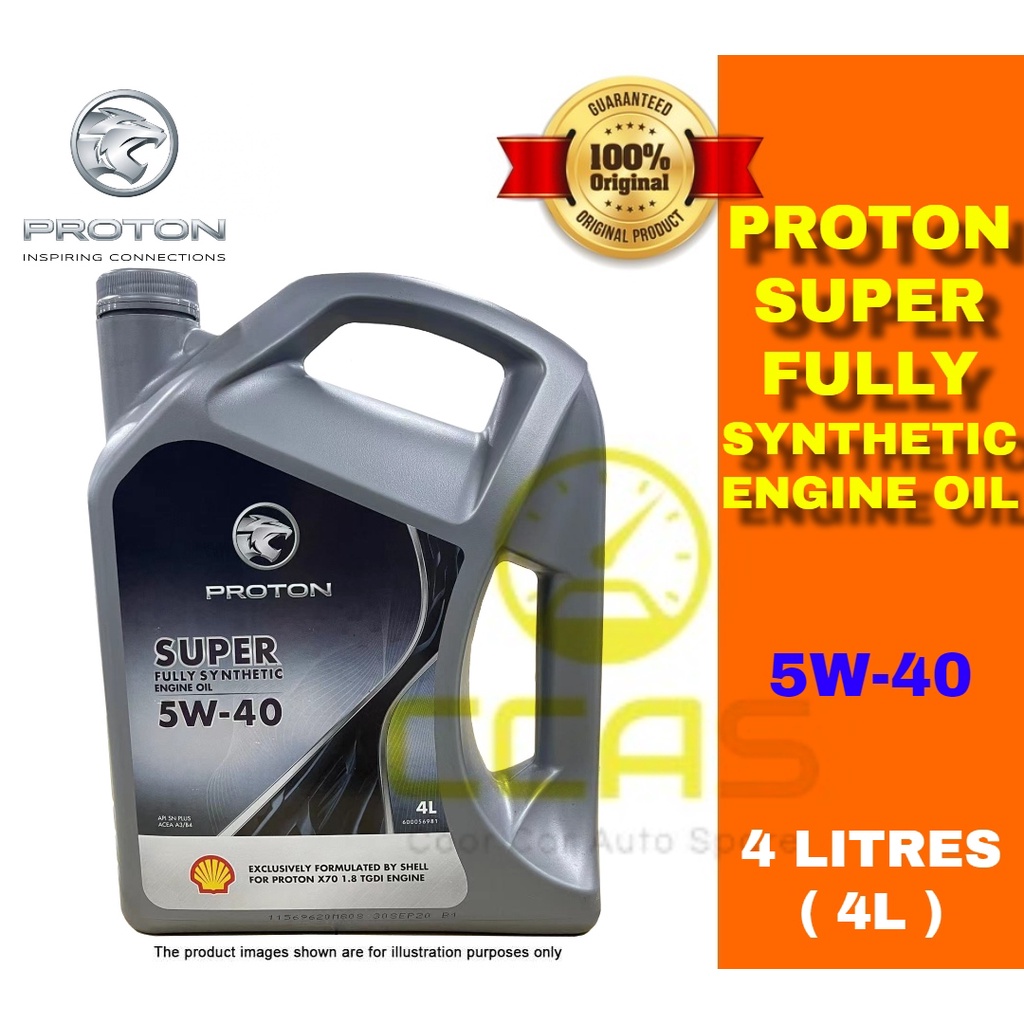 100% ORIGINAL Proton Engine Oil 5W40 4L Super Fully Synthetic For ...