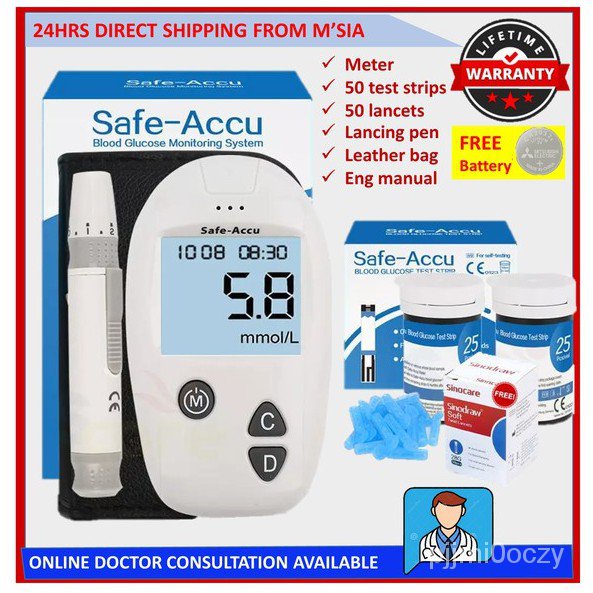 【READY STOCK)】Blood Glucose Sugar Meter Lifetime Warranty Safe-Accu ...