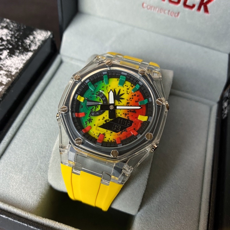 NEW DESIGN TMJ GA-2100 AP CUSTOM RASTA YELLOW Men Women Watches ...