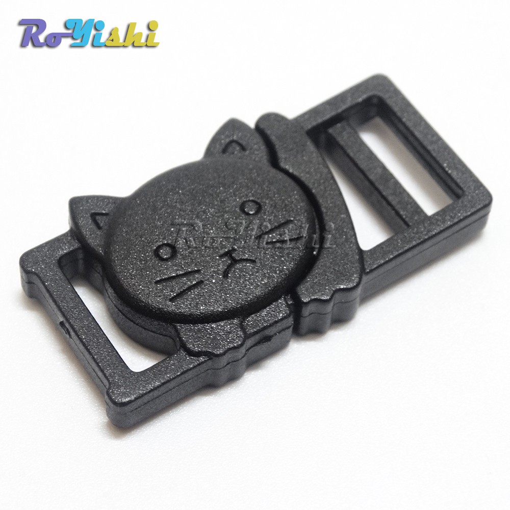 10pcs/pack 3/8" Cat-Head Plastic Black Safty Breakaway Buckles For Cat ...