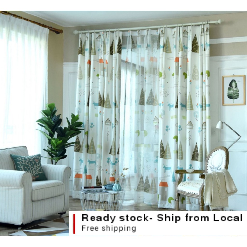 [Ready stock] New Design Carton kids Cute Warm Natural Curtain 卡通可愛圖案窗簾 ...
