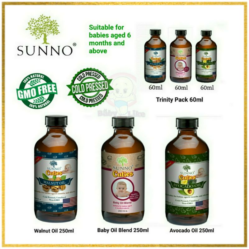 Sunno Cuties Premium Avocado Oil / Walnut Oil / Baby Oil Blend 250ml ...