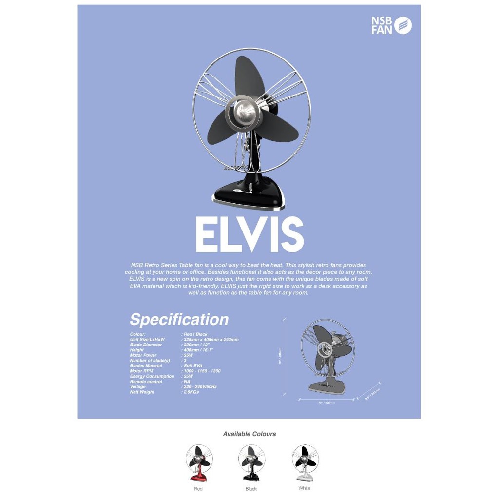NSB ELVIS TABLE FAN/DESIGN TABLE FAN/ANTIK TABLE FAN | Shopee Malaysia