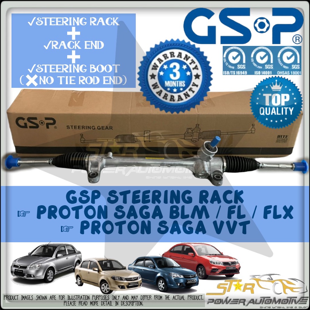 GSP Proton Saga BLM / FL / FLX / Saga VVT Power Steering Gear Rack Assy ...