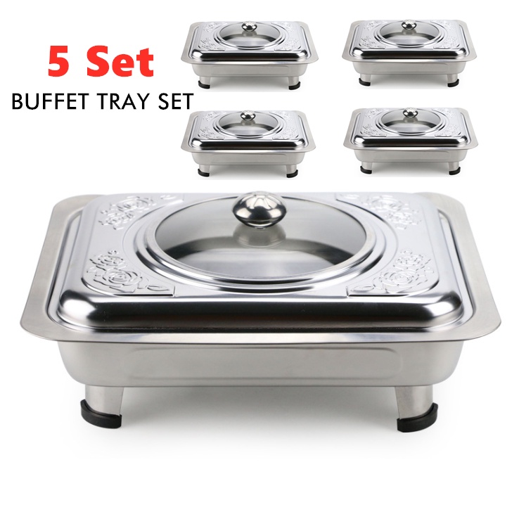 5 SET 35x27 BUFFET SET BUFFET FOOD TRAY SERVING TRAY FOOD PAN PARTY SET ...