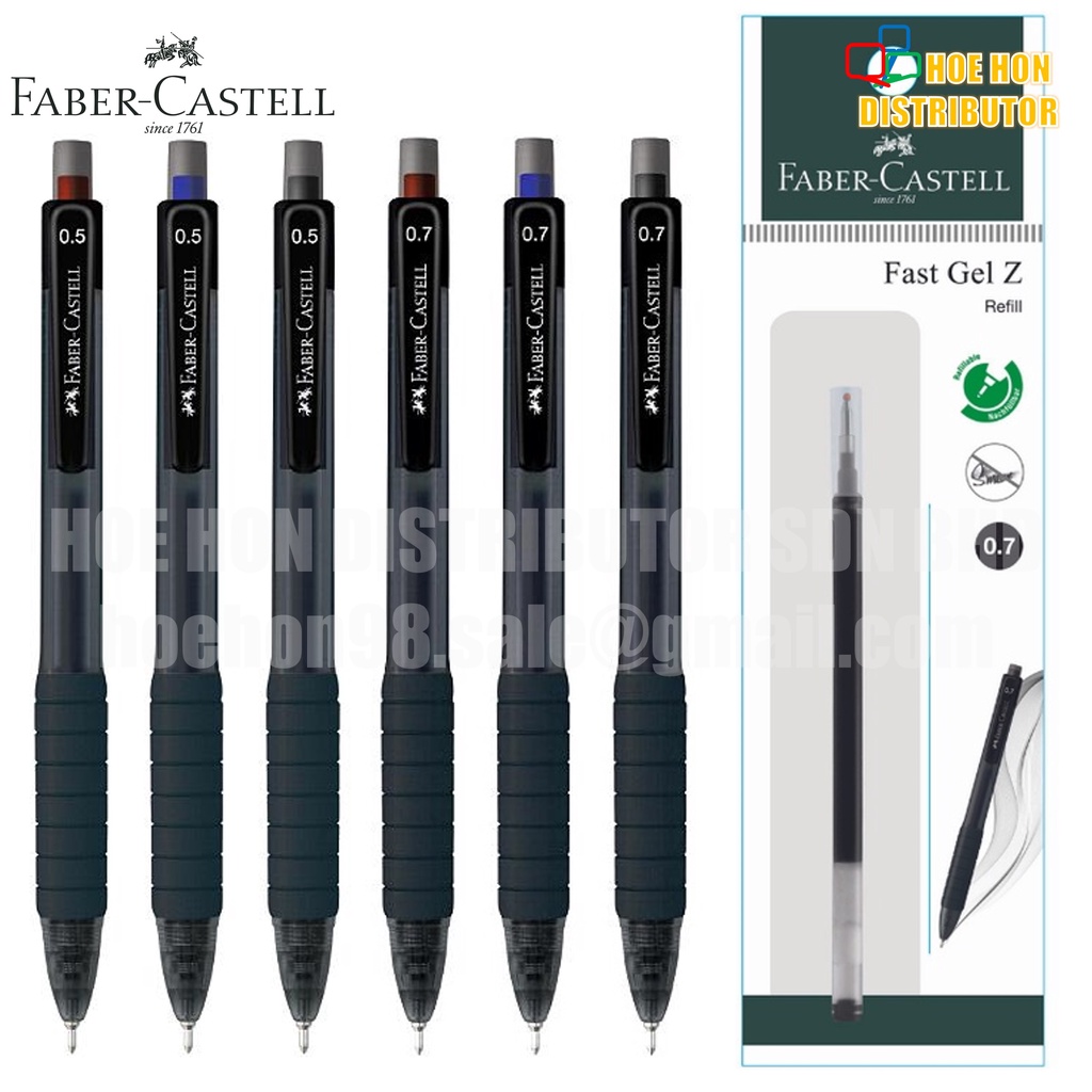 Faber-Castell Fast Gel Z Pen Refillable 0.5 0.7 Black Blue Red | Shopee ...