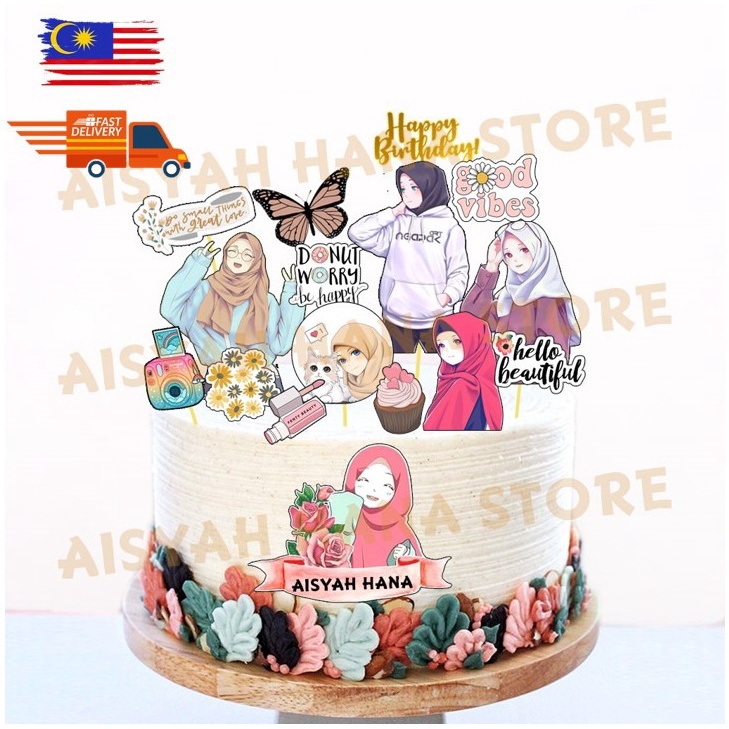 AHS Hijab Girl idea Kreatif Cake & Cupcake Topper Decoration Kek Hiasan ...