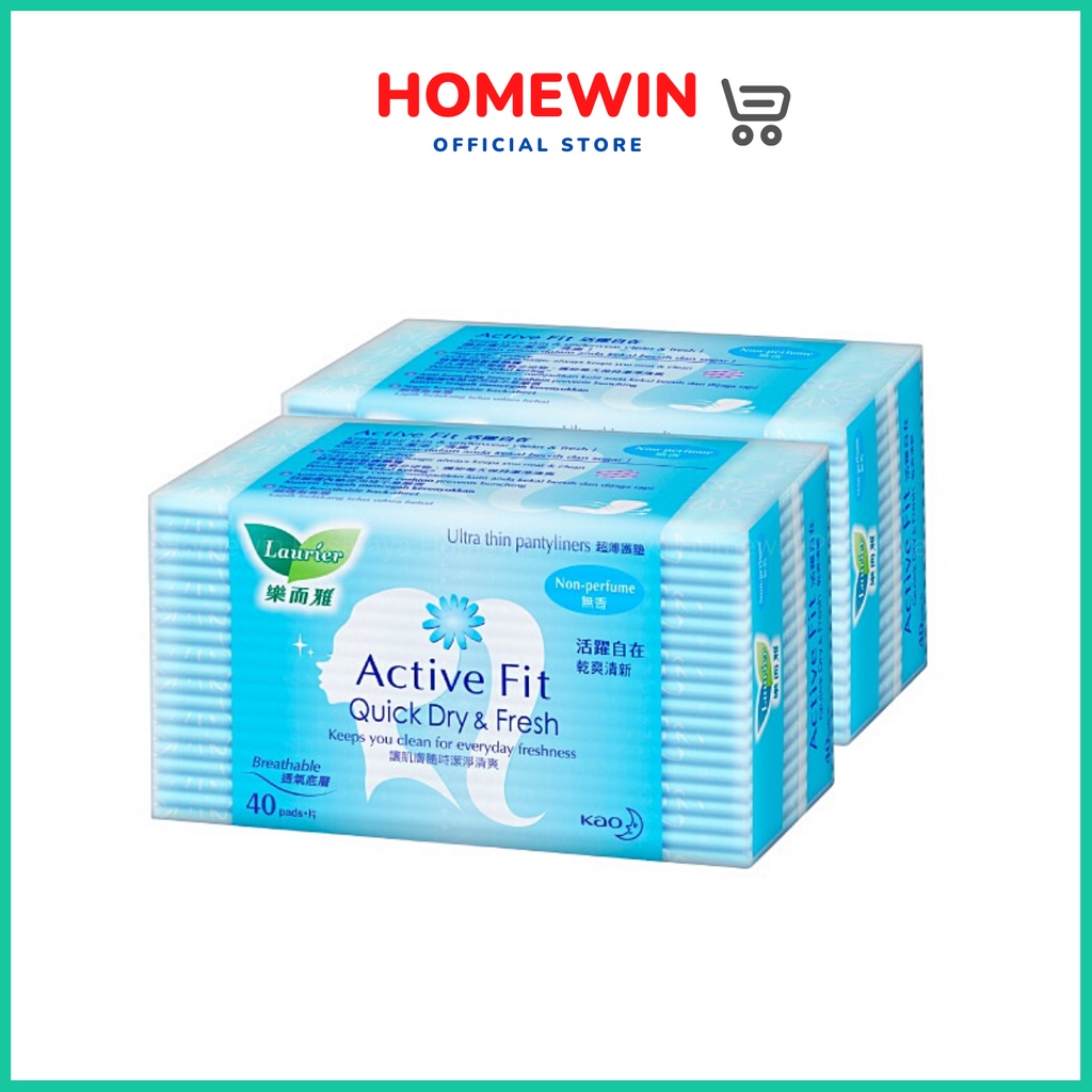 Laurier Active Fit Pantyliners Non Perfume (40 Pads x 2 Packs) | Shopee ...