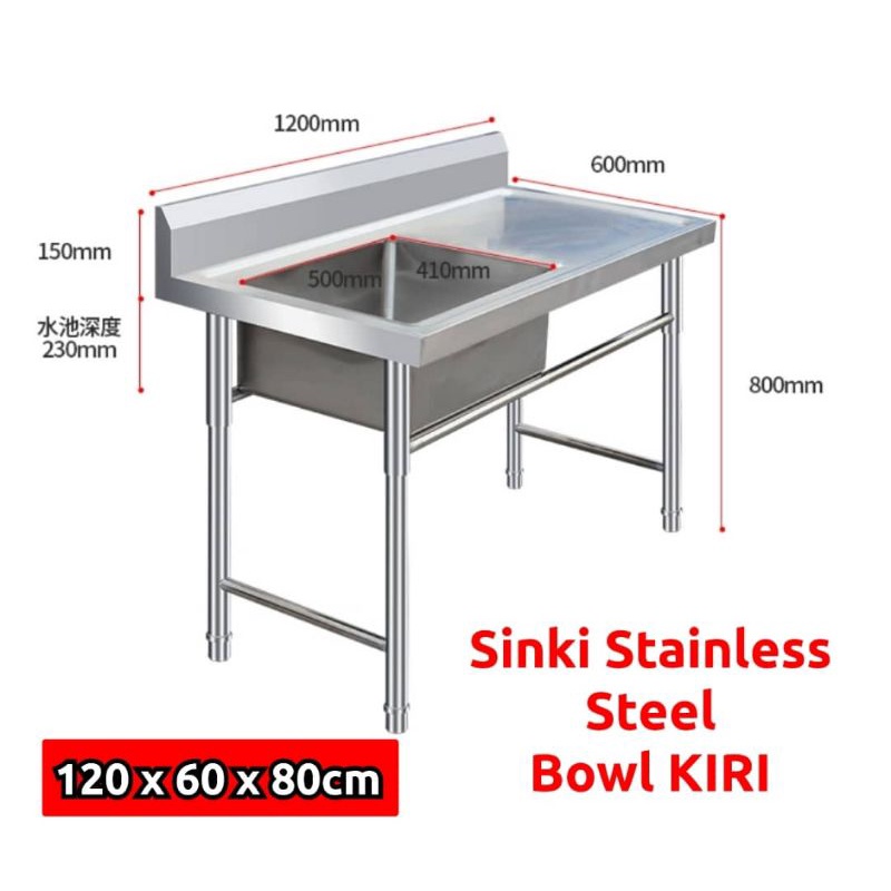 Stainless Steel Single Bowl Sink With Drainboard / Mangkuk Sinki KIRI ...