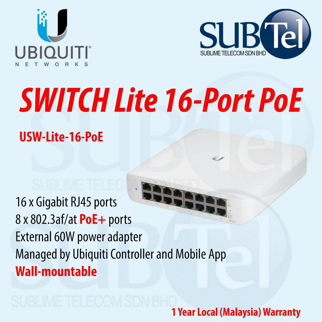 Ubiquiti USW-Lite-16-PoE Switch Lite with 16-Port POE 802.3at PoE+ 16 ...