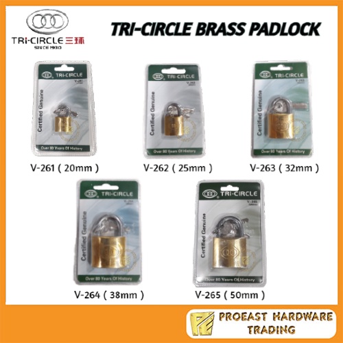 Tri-circle Brass Padlock [ V-261 - V-265 ] | Shopee Malaysia