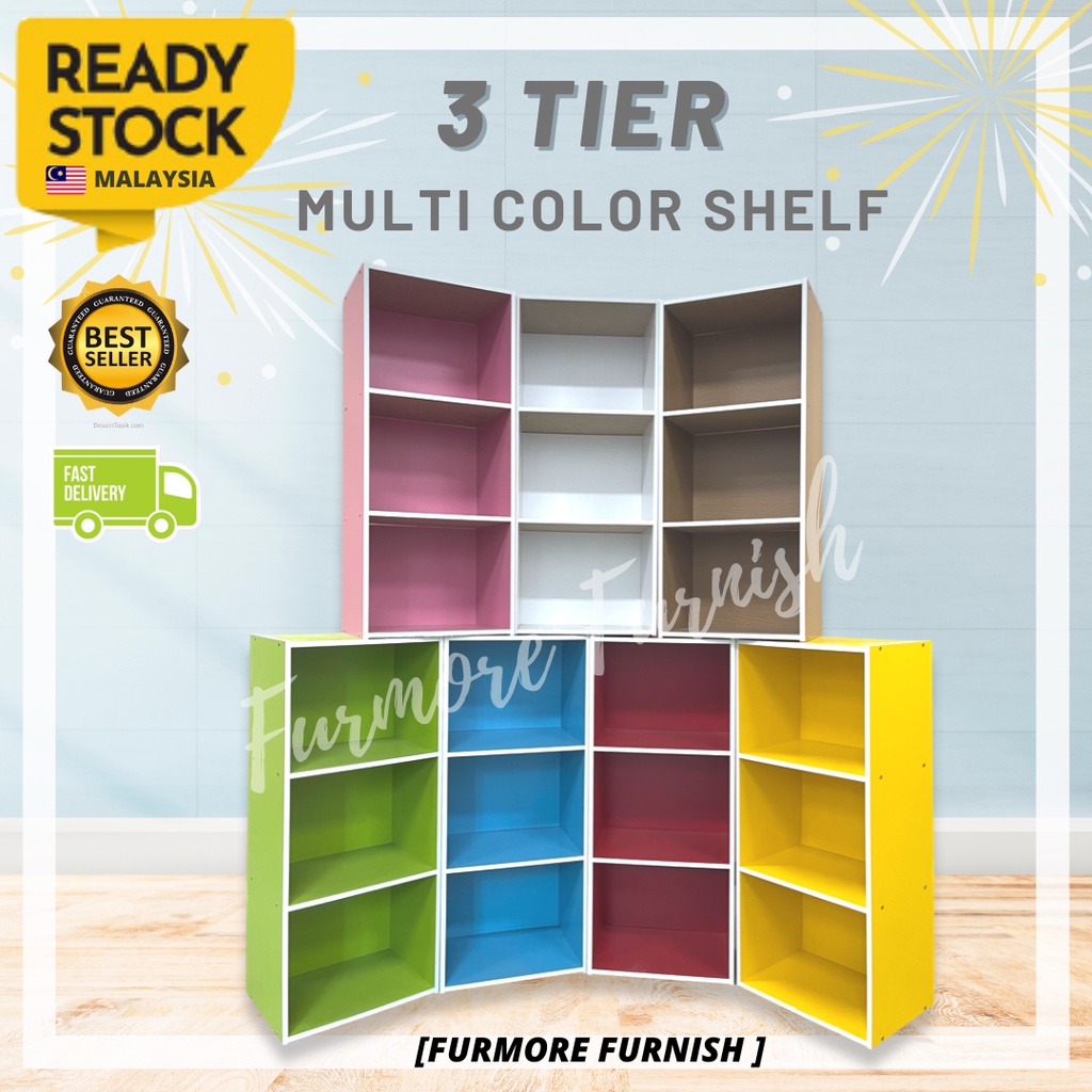 [Ready Stock] DIY 3 Tier High Quality Multipurpose Colorful Rack Book ...