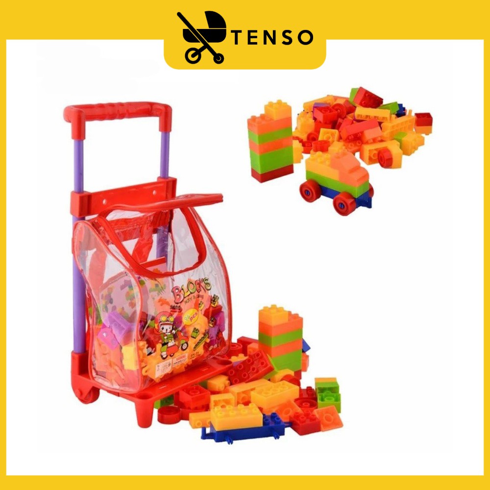 Educational Toy Building Blocks with Trolley - Red (96 Pcs) | Shopee ...