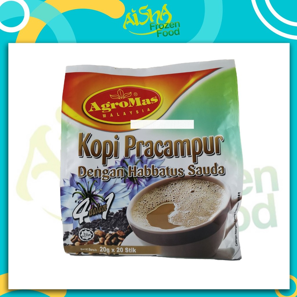 AGROMAS 4 in 1 Kopi Pracampuran Habbatus Sauda 20g x 20 Sachet - AGROMAS Premix Coffee with ...