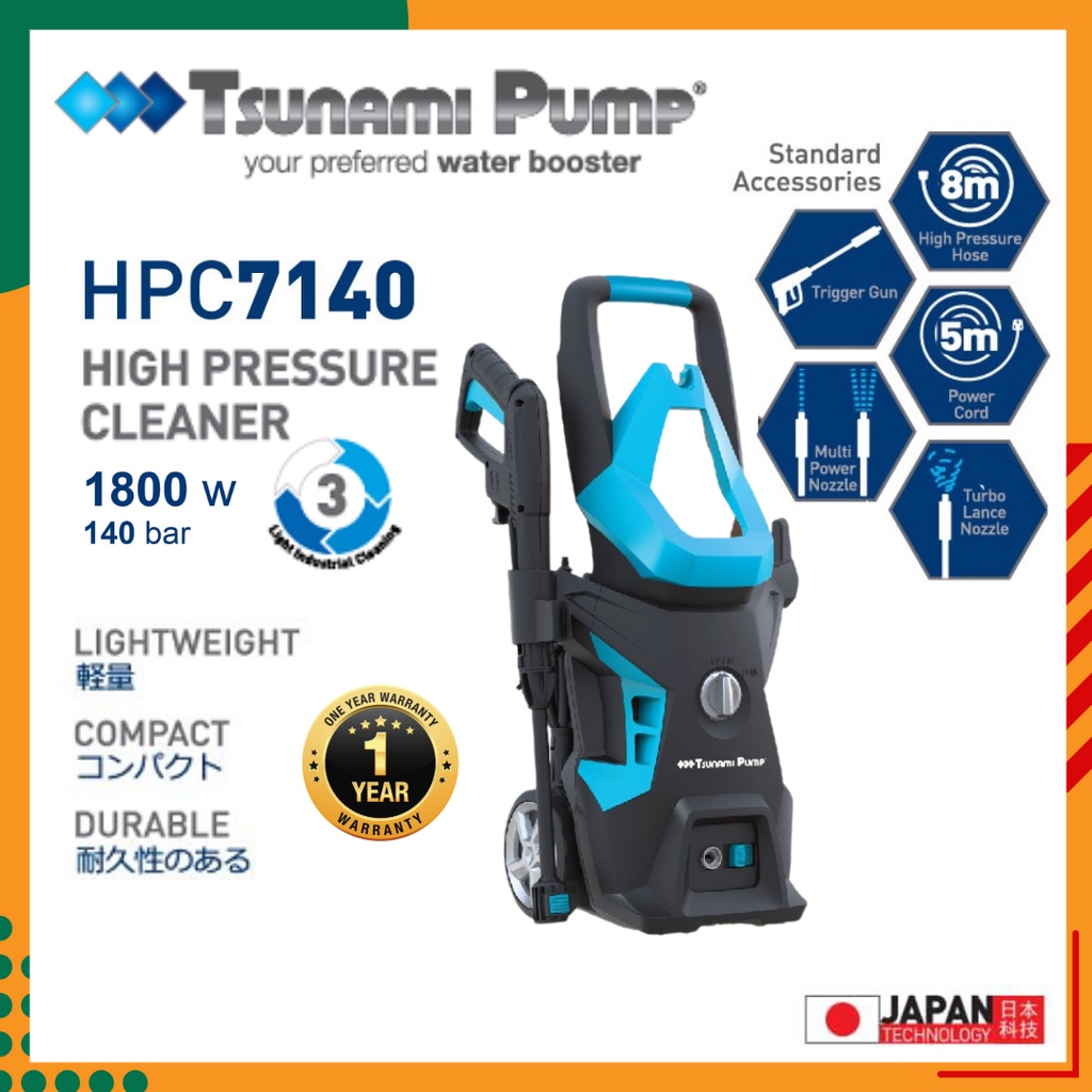 Tsunami HPC7140 1800W Water Jet High Pressure Cleaner Water Pump Water Jet | Shopee Malaysia