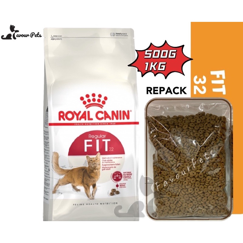 ROYAL CANIN FIT 32/ REPACK / CAT DRY FOOD/ MAKANAN KUCING/ 500G, 1KG ...