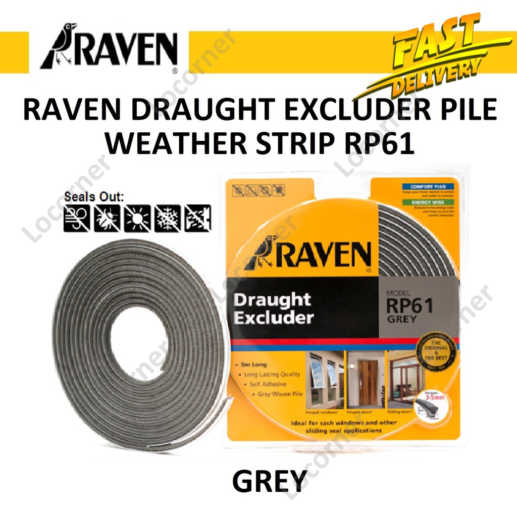 RAVEN RP61 DIY Draught Excluder Pile Weather Strip (Grey) 5m | Shopee ...