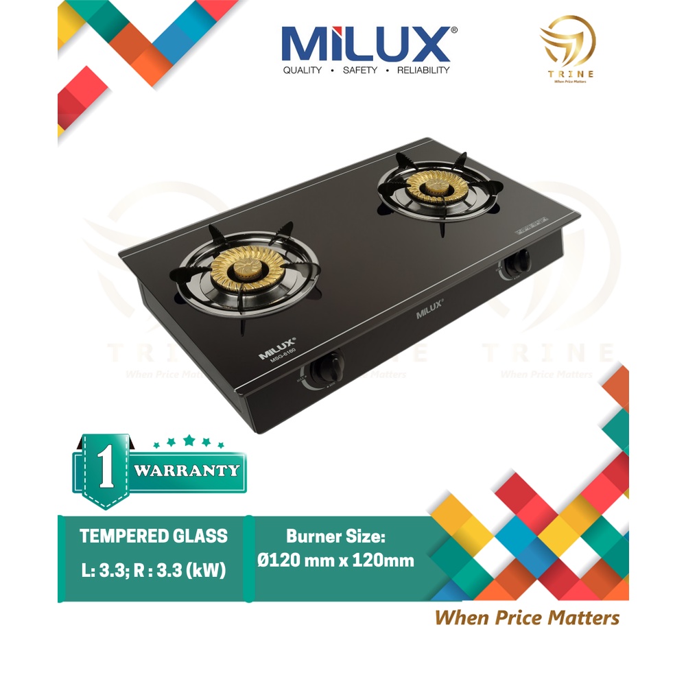 MILUX TEMPERED GLASS COOKER TOP GAS COOKER MSG-6260 MSG6260 GAS STOVE ...