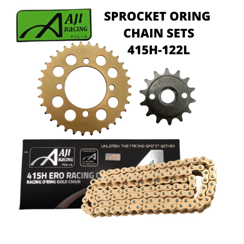 AJI RACING ORING SPROCKET SPOKET CHAIN SETS 415H 122L LC135 WAVE125 ...