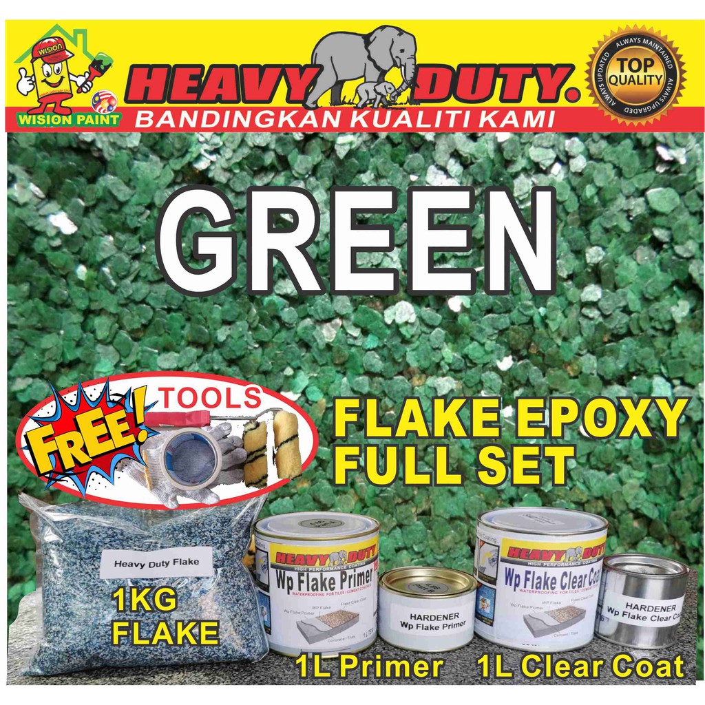 ( GREEN ) full set flake coating DIY ( FREE Tools / 1kg Wp Flake / 1L ...