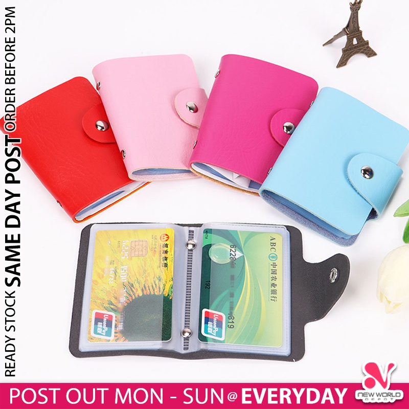 𝟮𝟰 𝗦𝗟𝗢𝗧𝗦 》PU Leather Cards Holder Case Business Credit Card IC Mini ...