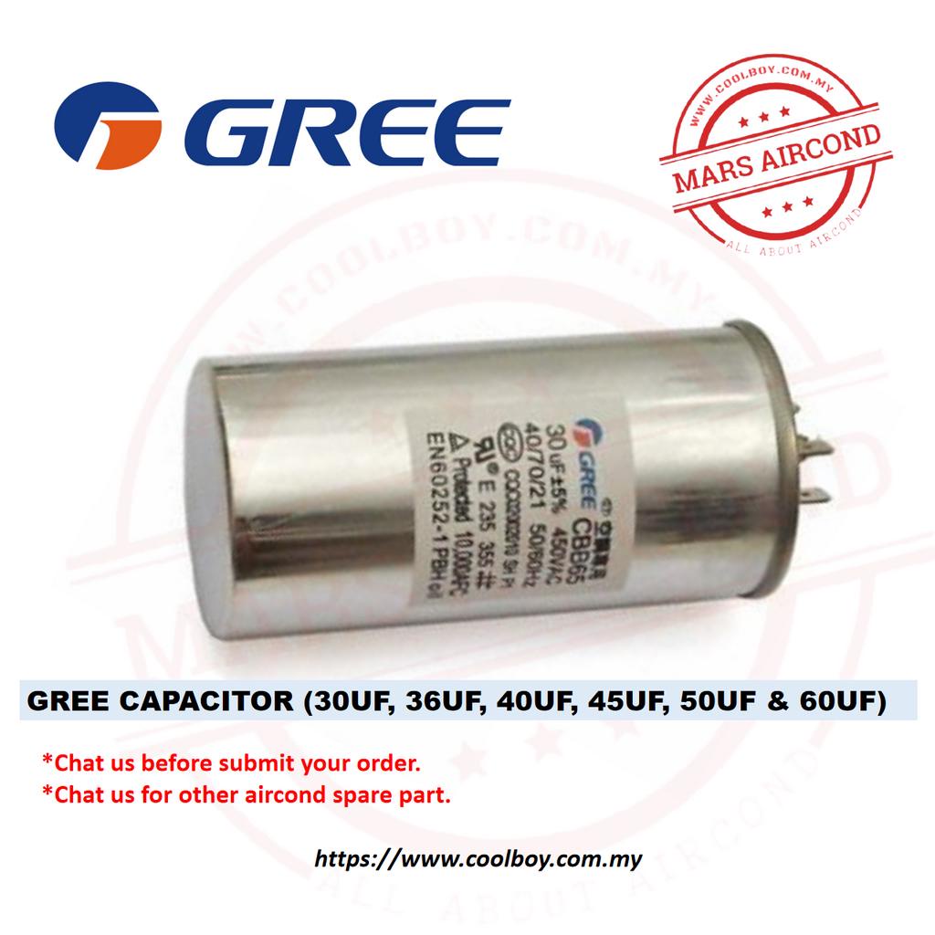 GREE CAPACITOR (30UF, 36UF, 40UF, 45UF, 50UF & 60UF) | Shopee Malaysia