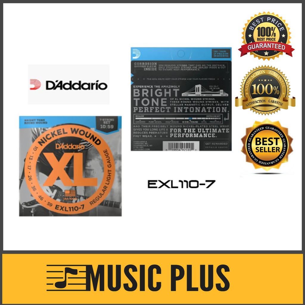 D'Addario EXL110-7 Nickel Wound Electric Guitar Strings, Regular Light ...