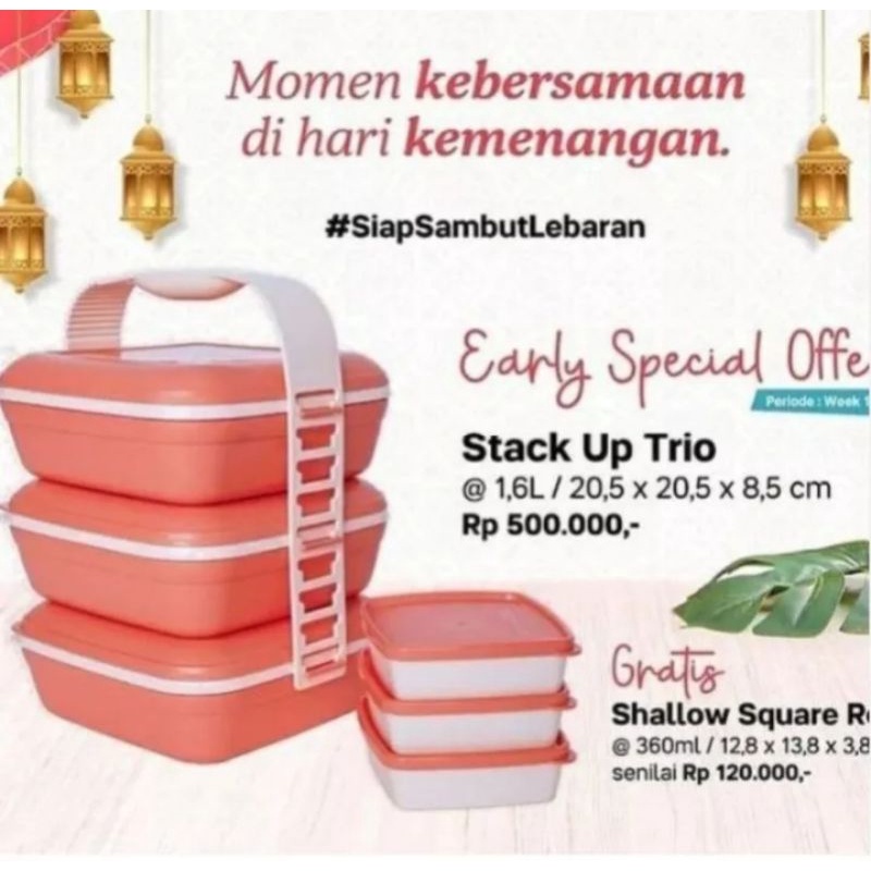 Picnic set trio tupperware / stack up trip / basket tupperware + free ...