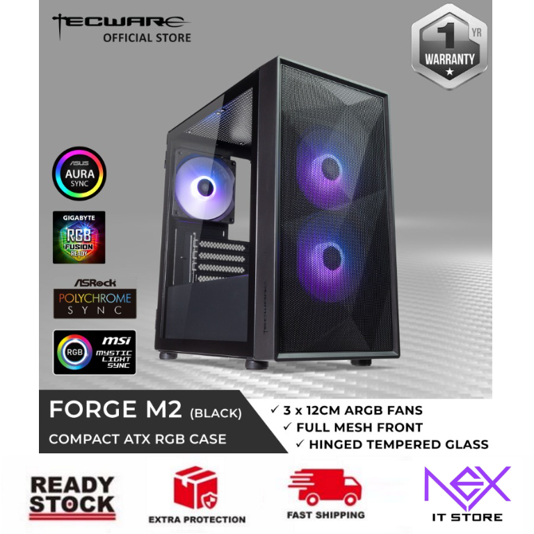 Tecware M2 Forge ARGB MATX Gaming Case Black/White | Shopee Malaysia
