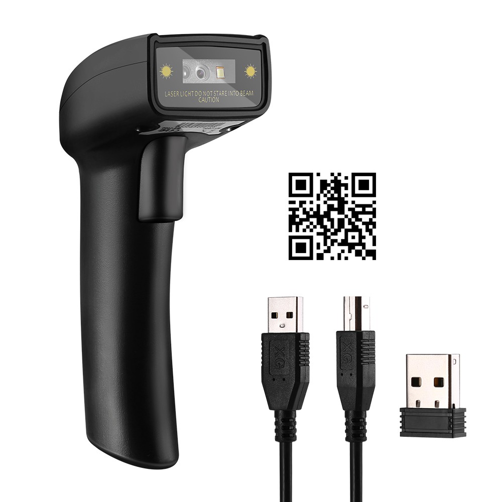 Eyoyo 1D 2D QR Wireless Barcode Scanner, 2-in-1 2.4G Dongle Wireless ...