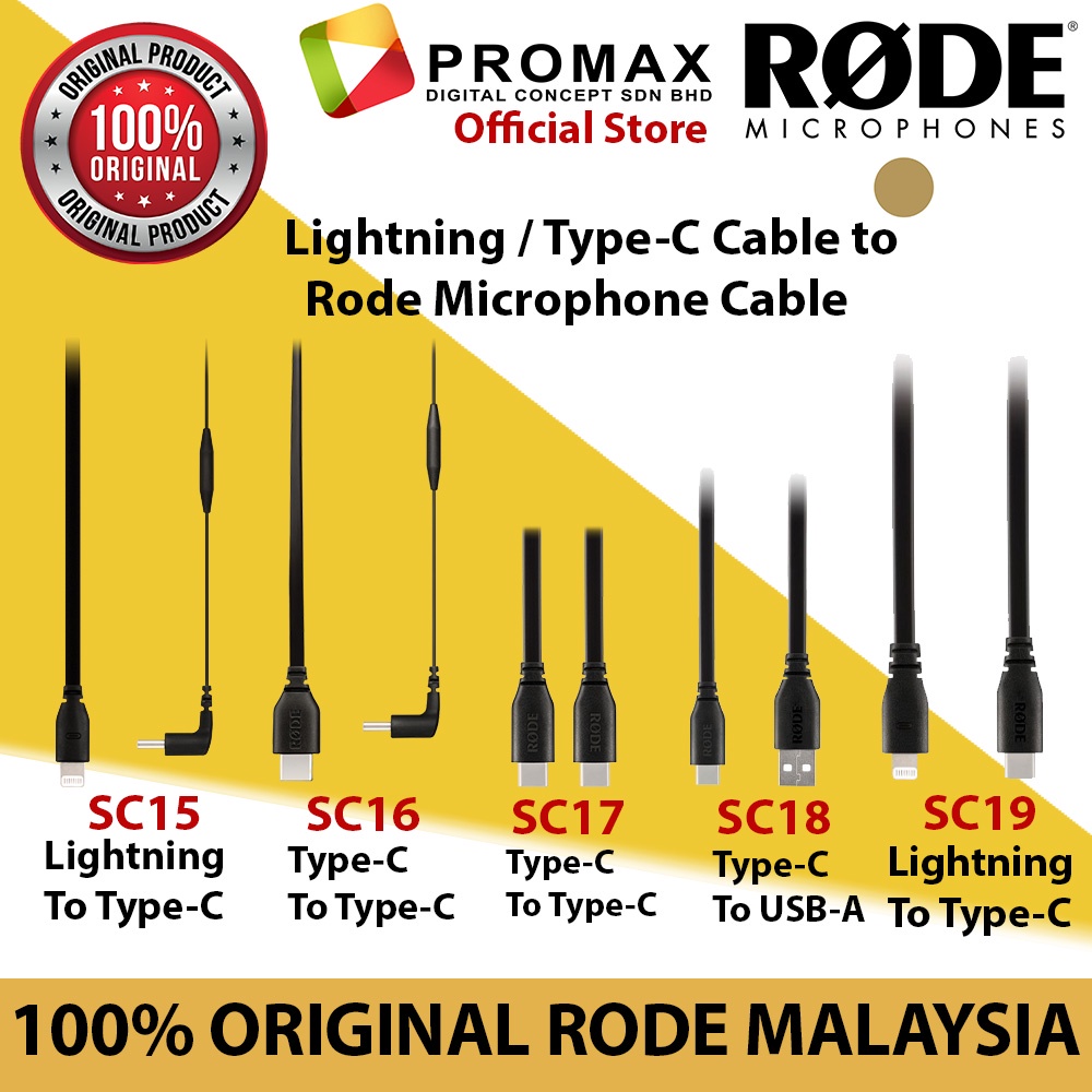 RODE SC15 SC16 SC17 SC18 SC19 USB-C/ Lightning Cable to USB-C type for ...