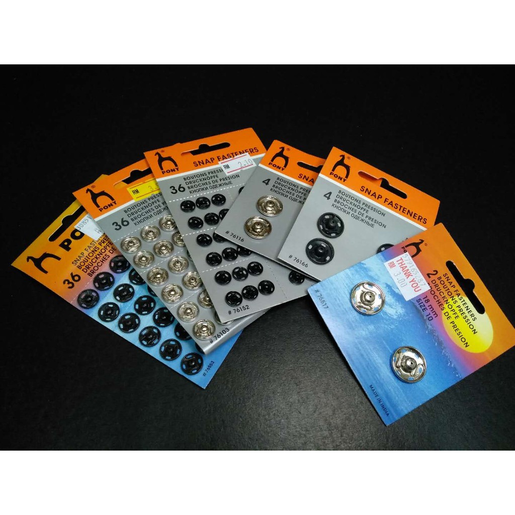Butang Ketip/ Katup/ Snap Fasteners Pony - Size: 9mm - 18mm (SH ...