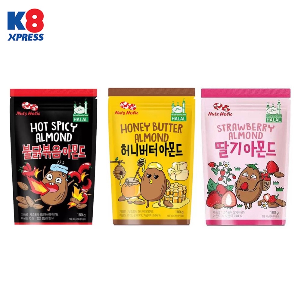 NUTS HOLIC Honey Butter Almond / Hot Spicy Almond / Strawberry Almond ...