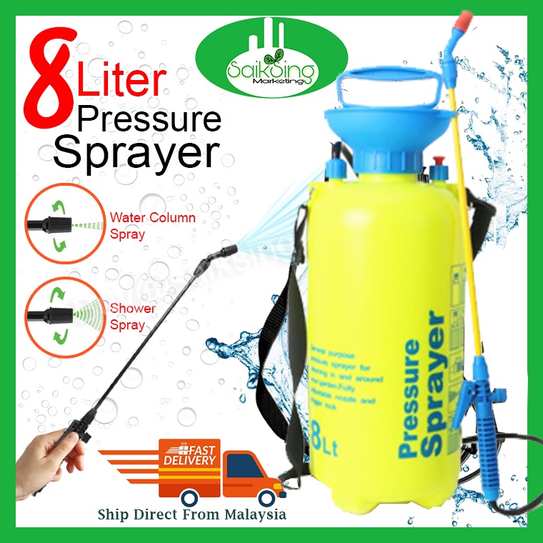 8L MULTIPURPOSE GARDEN PRESSURE SPRAYER PRESSURE PUMP CHEMICAL SPRAYER ...