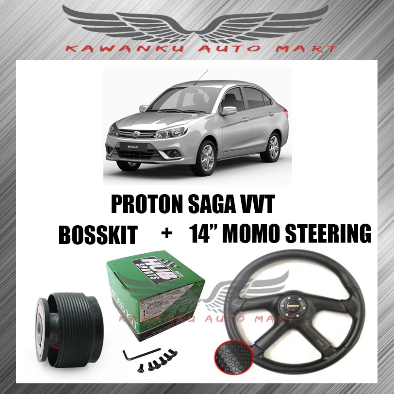 PROTON SAGA VVT 14'' MOMO STEERING WHEEL 4 SPOKE WITH BOSSKIT SET ...