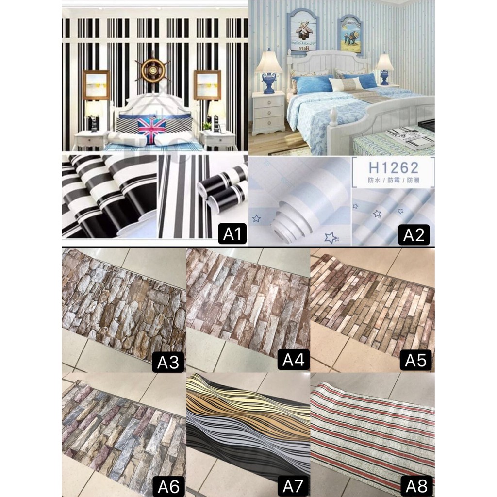 JALUR BATU 2D WALLPAPER Self Adhesive PVC Sticker WATER PROOF BRICK ...