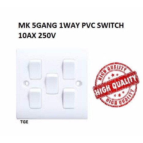 MK 5GANG 1WAY PVC Flush Switch Plate 10AX 250V | Shopee Malaysia