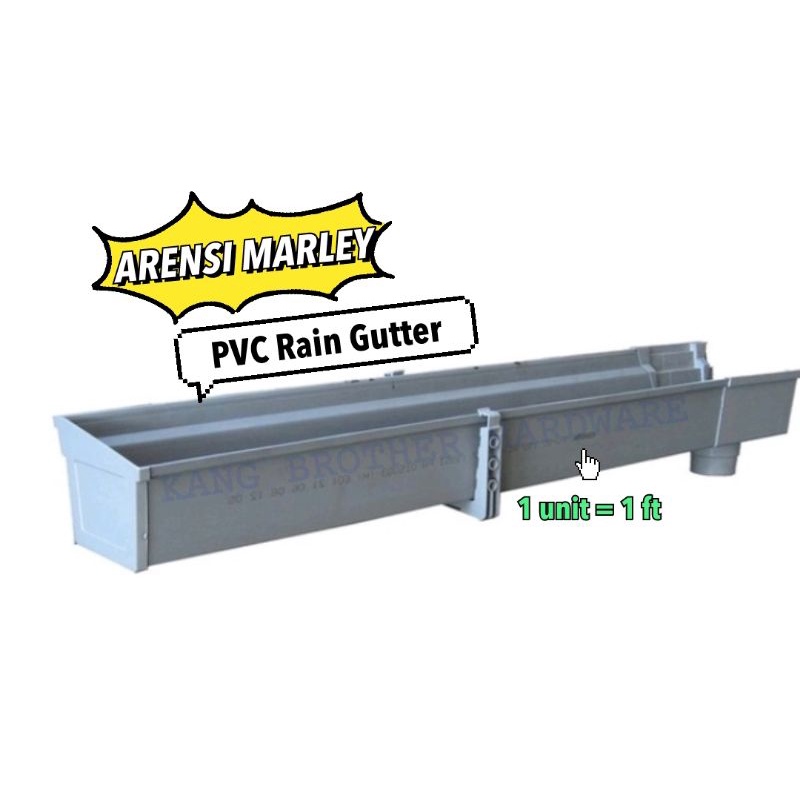ARENSI MARLEY F300 PVC RAIN GUTTER(GREY) 1ft | Shopee Malaysia